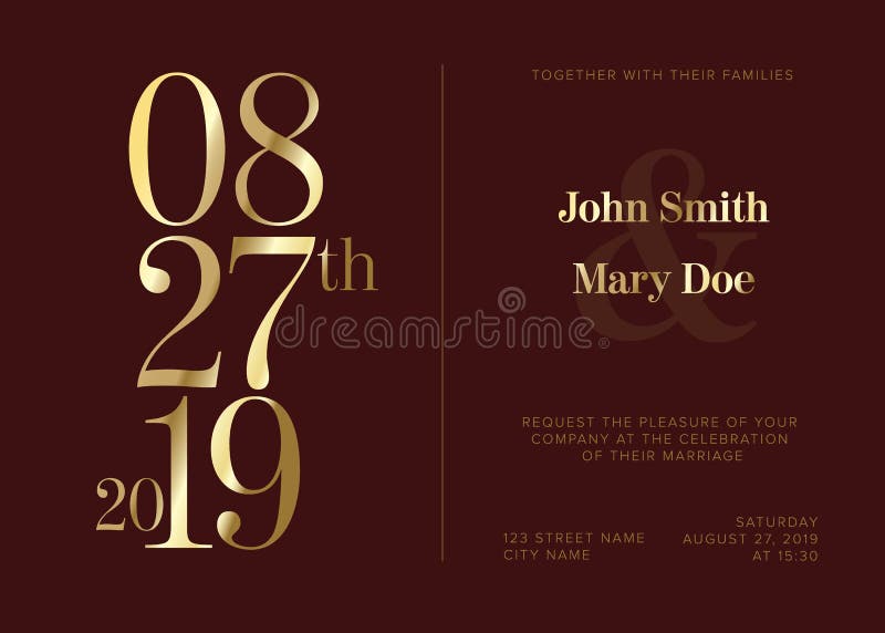 Typography Wedding Invitation Stock Vector - Illustration of honeymoon ...