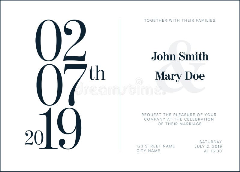 Typography Wedding Invitation Stock Vector - Illustration of card, blue ...