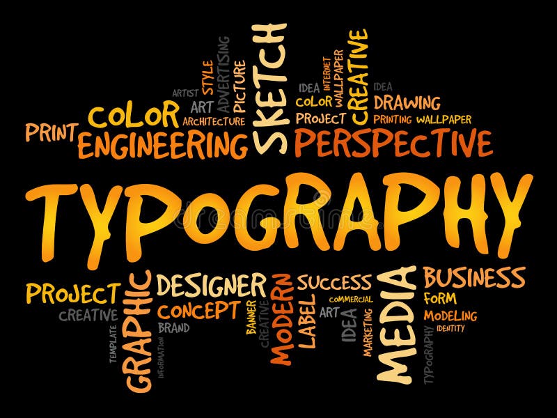 TYPOGRAPHY word cloud stock illustration. Illustration of brand - 200329498
