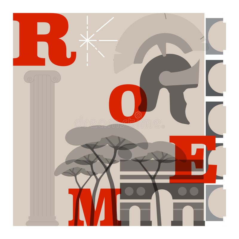 Typography Word "Rome" Branding Technology Concept. Stock Illustration ...