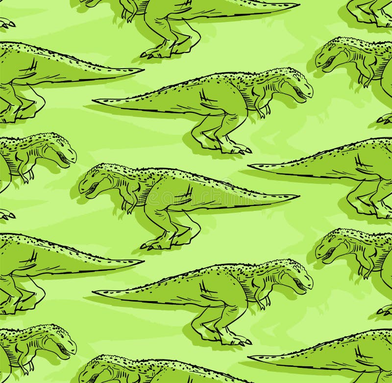 Tyrannosaurus Pattern Seamless. Dinosaur T-Rex Hand Drawing Background ...