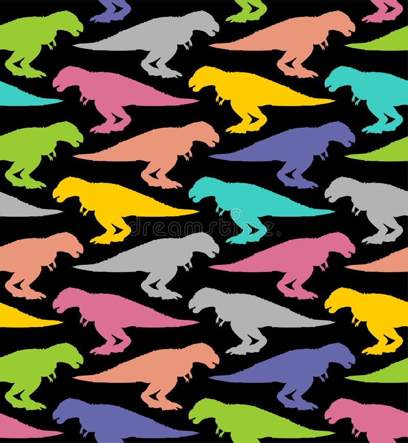 Tyrannosaurus Pattern Seamless. Dinosaur T-Rex Hand Drawing Background ...