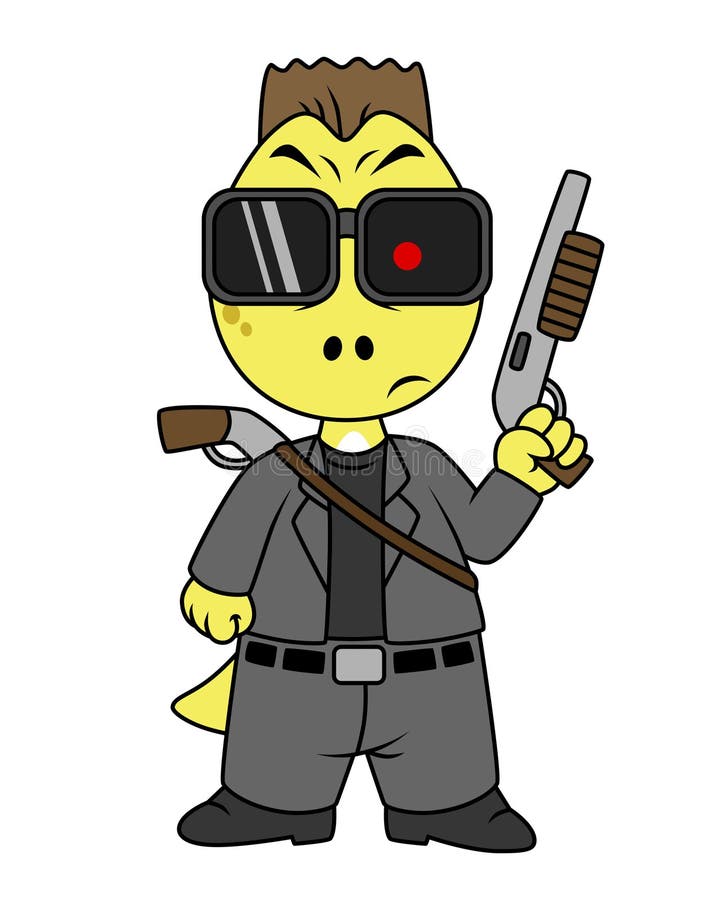 Tyrannosaurus Rex Dressed As the Terminator Stock Illustration ...