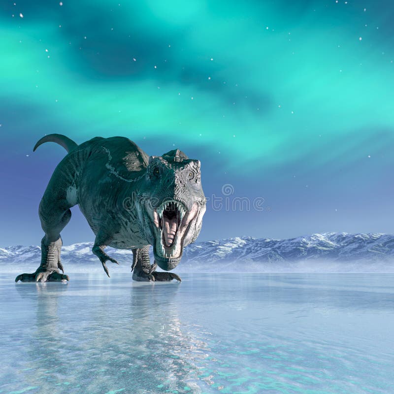 Tyrannosaurus Rex is on Ice Age with Copy Space Stock Illustration ...