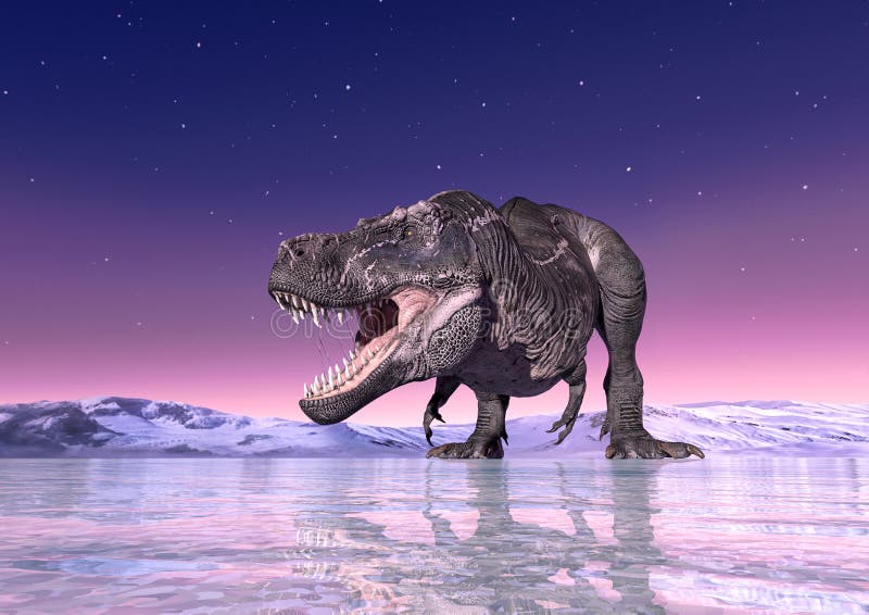 Tyrannosaurus Rex is Ready To Attack on Ice Age Stock Illustration ...