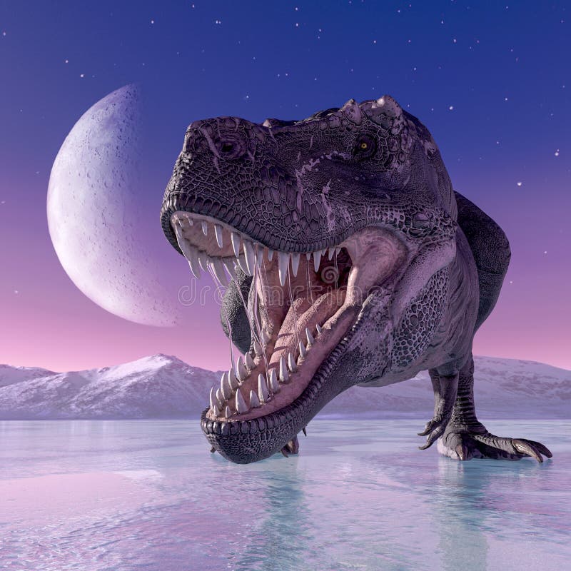 Tyrannosaurus Rex is Resting on Ice Age Stock Illustration ...