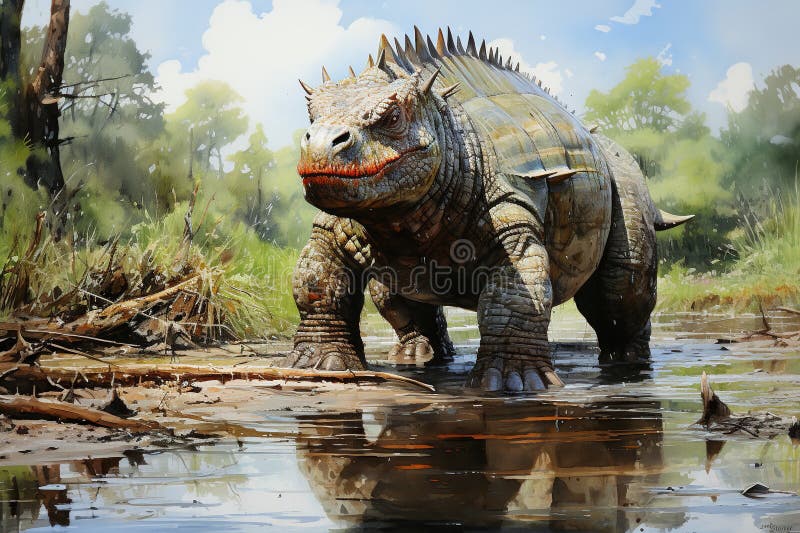 Tyrannosaurus Rex in the Water, 3d Render Generative AI Generative AI ...