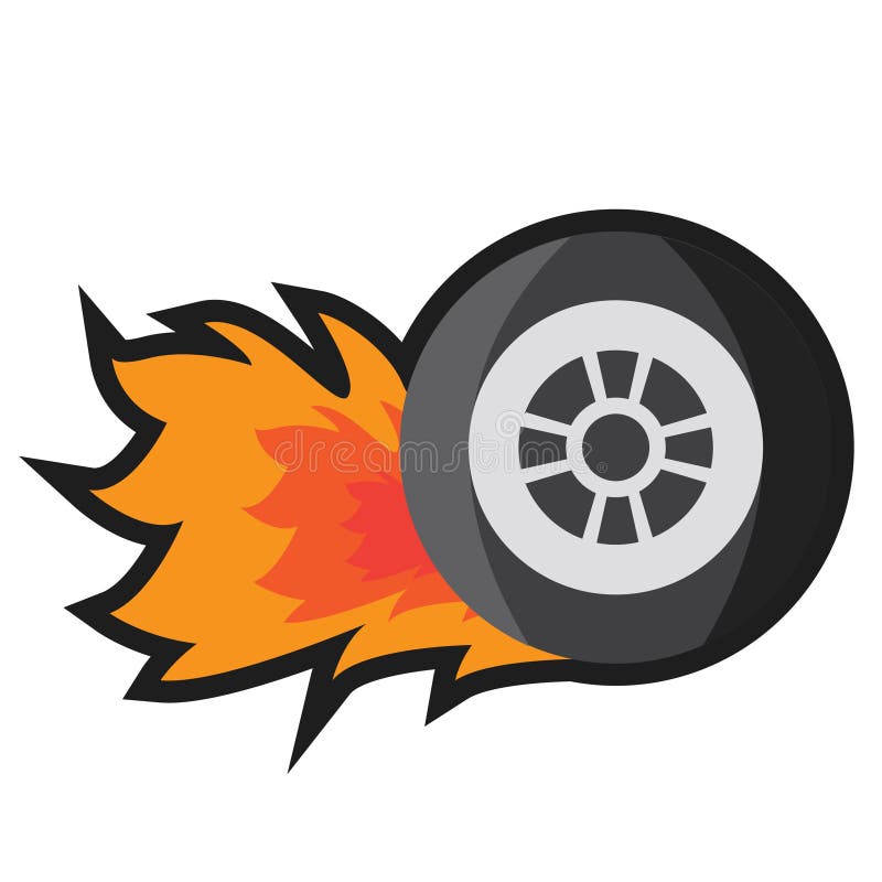 Tyre with Flames. Vector Illustration Decorative Design Stock Vector ...