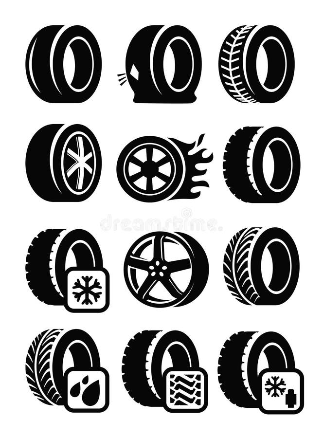 Tyre icons stock vector. Illustration of durability, control - 33531596