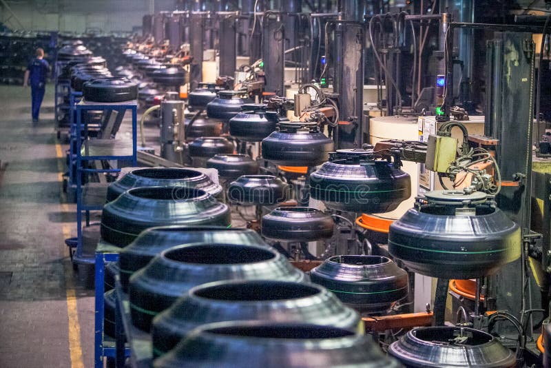 Tyre Production Machine Conveyor at Factory Stock Image - Image of ...