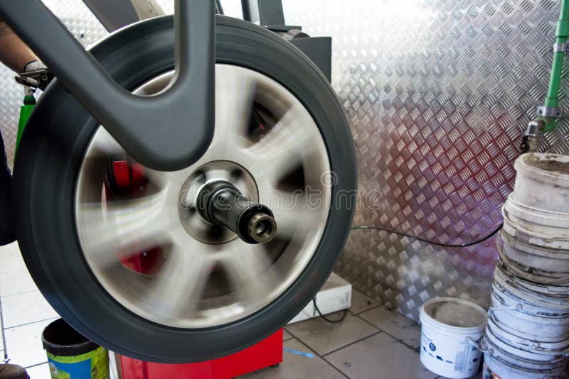Tyre Spinning on the Balancing Machine Stock Image - Image of expertise ...