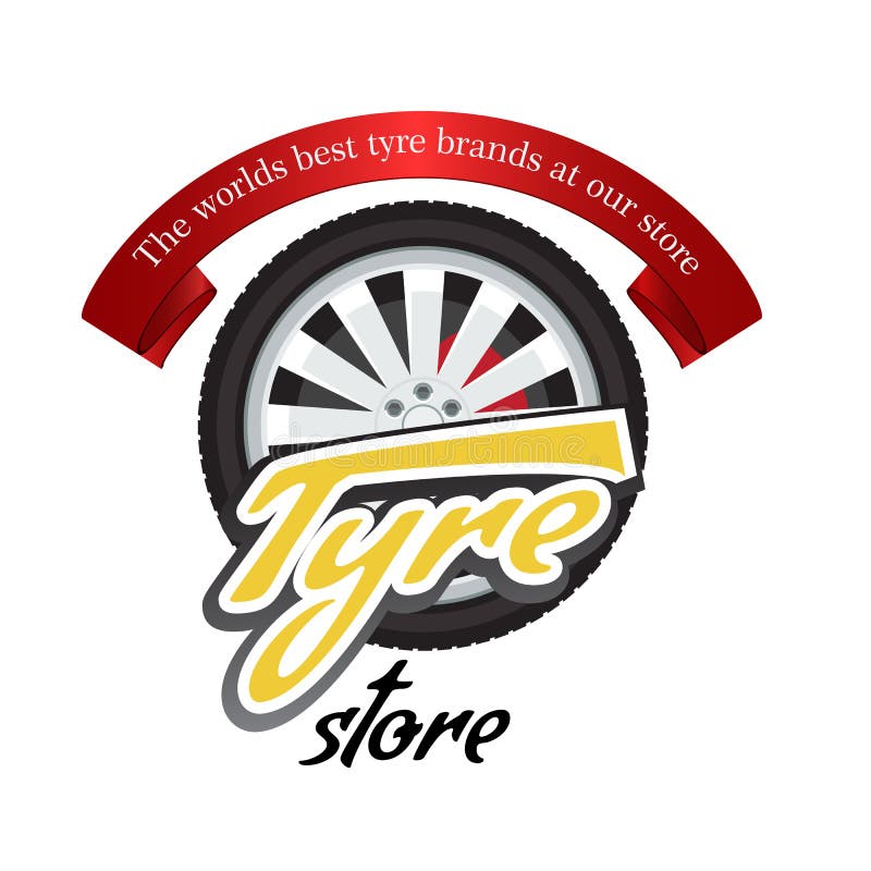 Tyre Store or Repair Logo with Green Ribbon. Modern, Solid and Flat ...