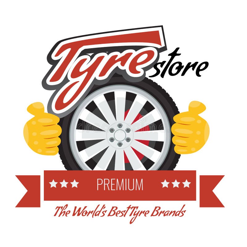 Tyre Store or Repair Logo with Red Ribbon. Modern, Solid and Flat Color ...
