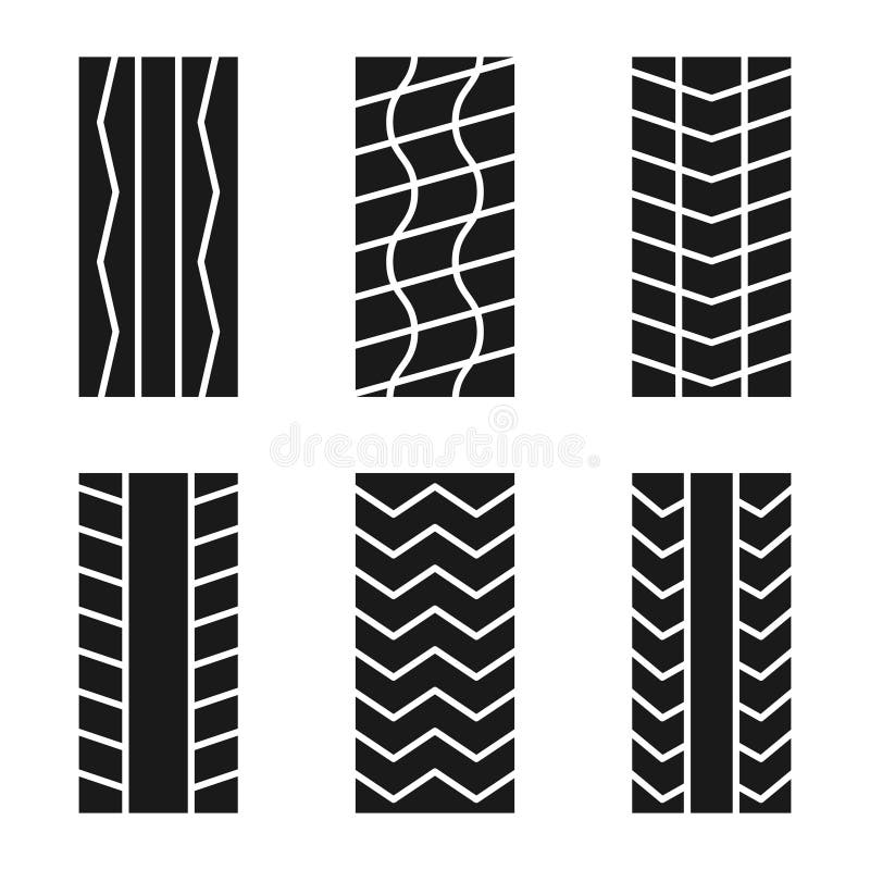 Tyre Thread Pattern Set Vector. Rubber Wheel Signs Icons Vector Stock ...
