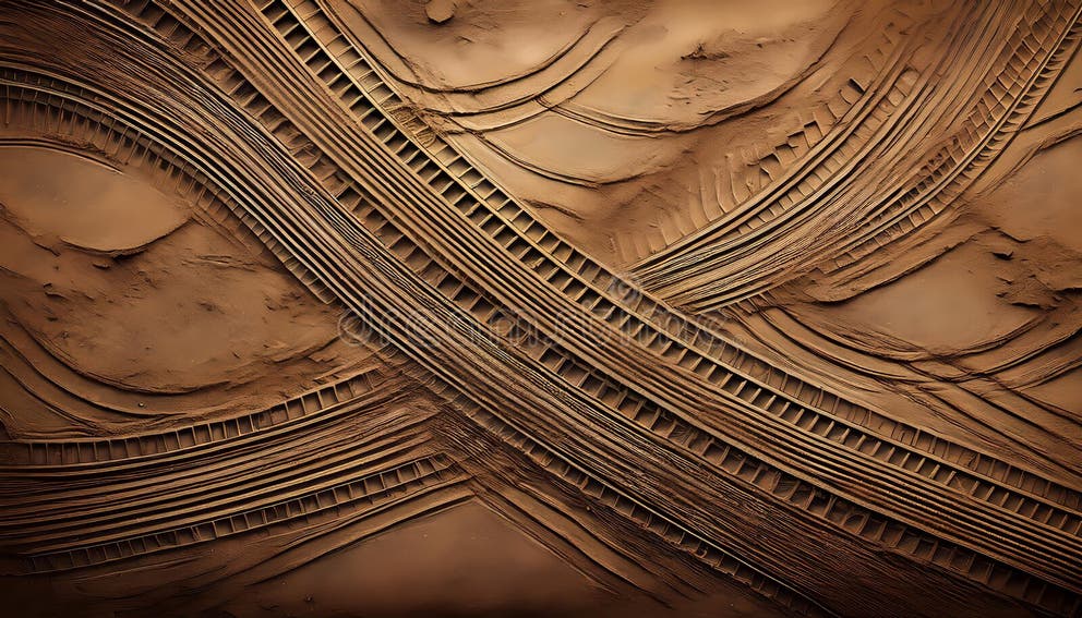 Tyre Tracks Intertwining on a Muddy Road Creating Patterns Stock ...