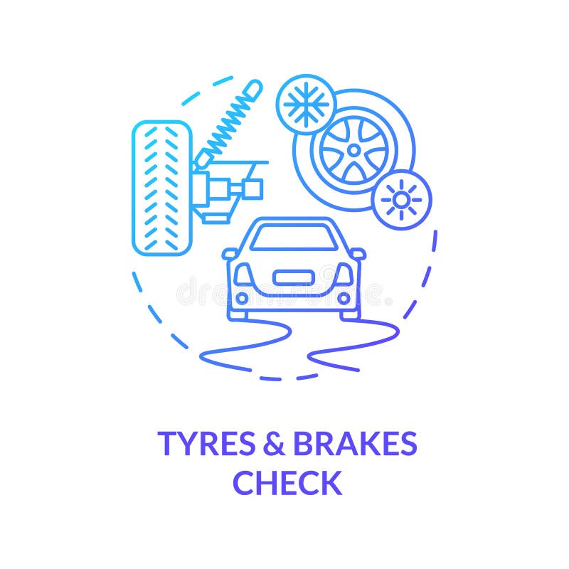 Tyres and Brakes Check Concept Icon Stock Vector - Illustration of ...