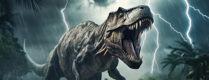 Tyrex Under the Rain, AI Generated Stock Illustration - Illustration of ...