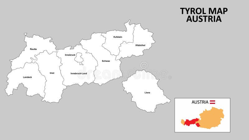 Tyrol Map. State and District Map of Tyrol. Administrative Map of Tyrol ...
