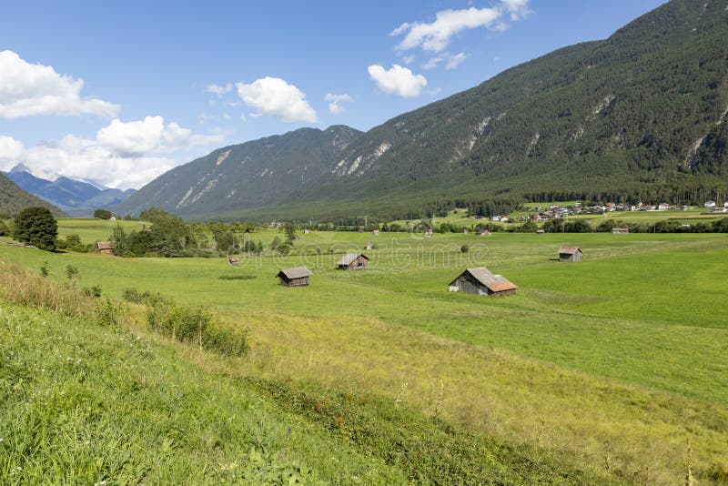 Tyrolean Landscape with Fresh Grass and Bright Meadows at Tarrenz ...