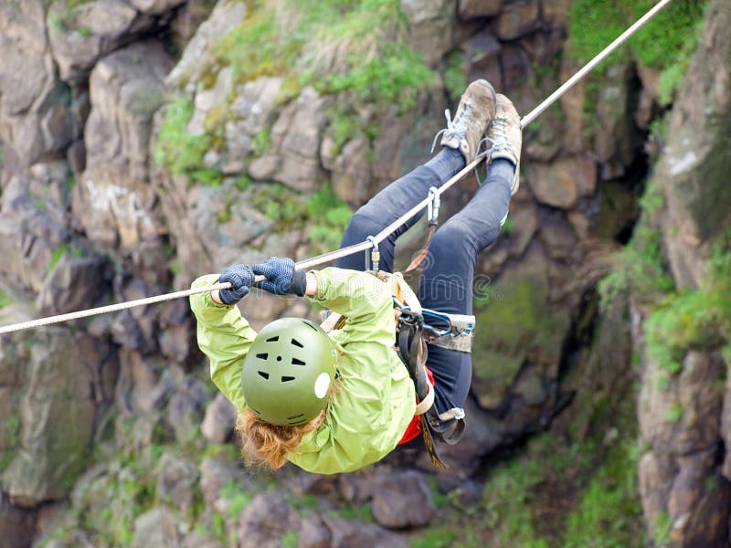 Tyrolean traverse stock image. Image of recreation, hang - 13964029