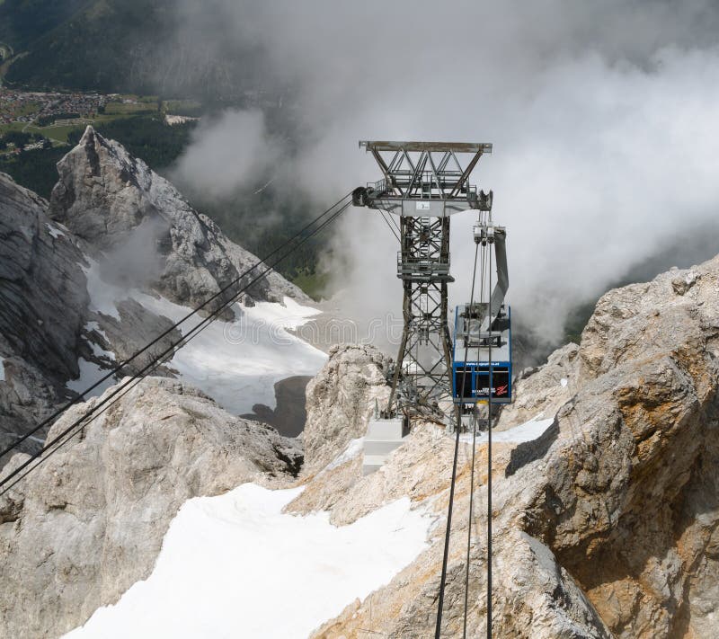Zugspitze Cable Car Zugspitzbahn Track Going Up the Summit As Seen from ...