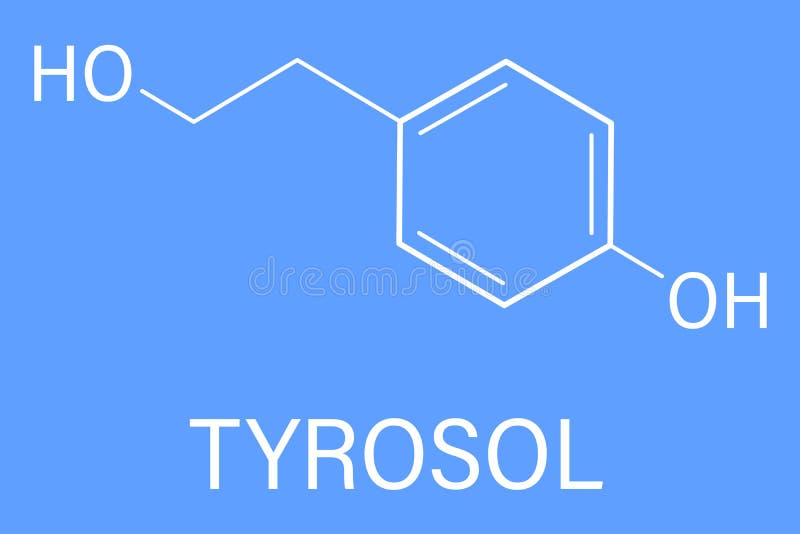 Tyrosol Olive Oil Antioxidant Molecule. 3D Rendering. Atoms are ...