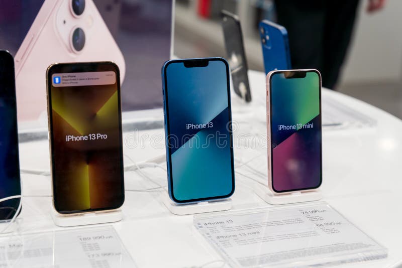 Tyumen, Russia-March 10, 2022: IPhone 13 in an Apple Store. Editorial ...