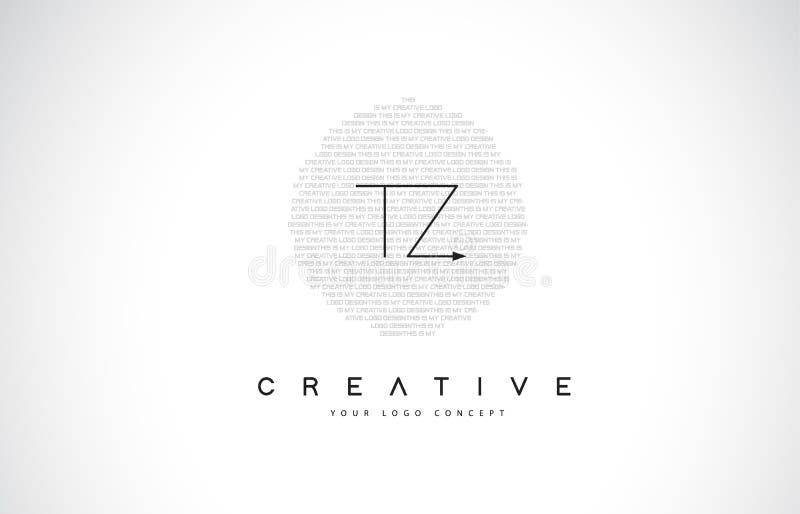 TZ T Z Logo Design with Black and White Creative Text Letter Vector ...