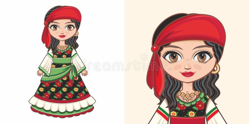 Tzigane En Robe Rouge, Illustration, Vecteur Illustration de Vecteur ...