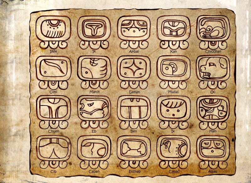 Maya Calendar Seals Tzolkin Vector Buttons Stock Vector - Illustration ...