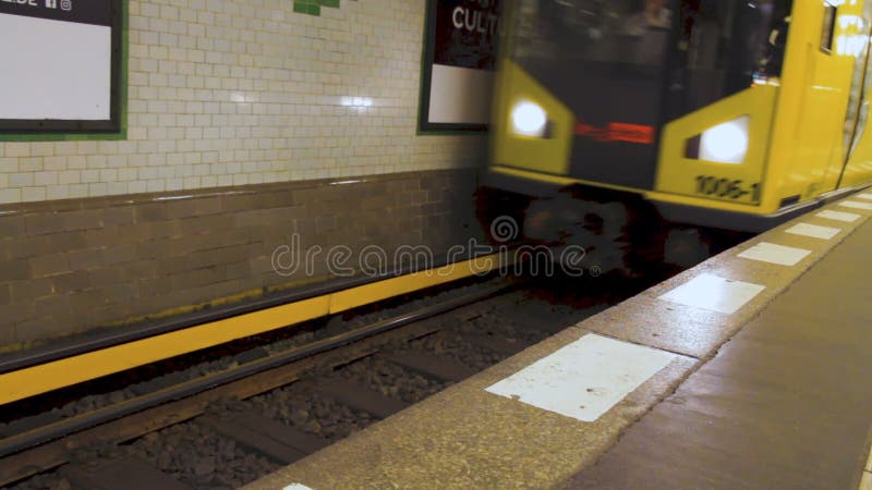 U-bahn Metro Train Arriving at the Station in Berlin Stock Footage ...