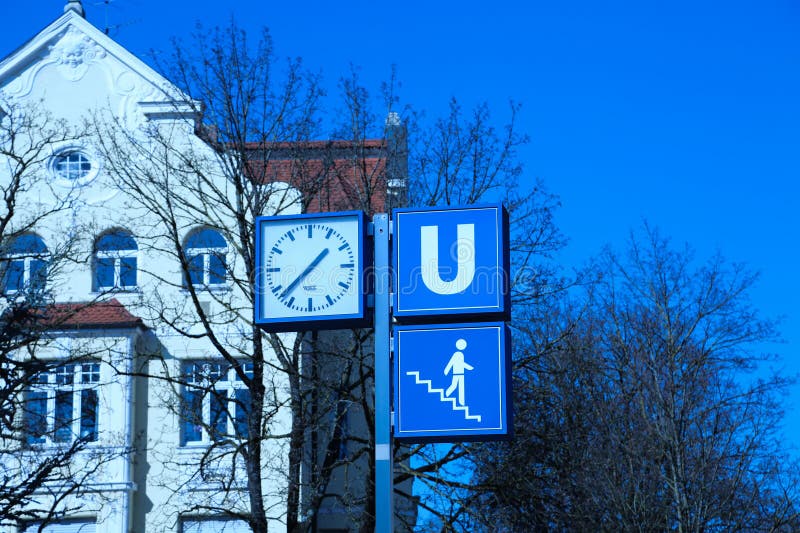 U-bahn Sign in Munich, Gern, Blue Sky Stock Photo - Image of sign ...