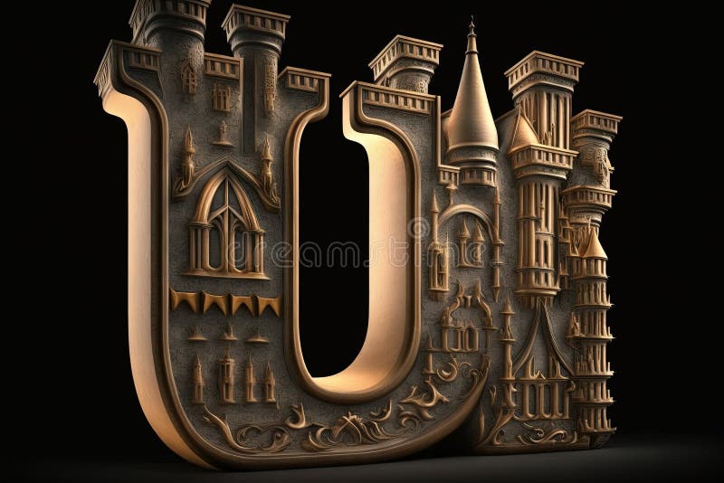 U 3d Medieval Letter Medieval Style Alphabet Collection Letter ...
