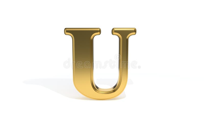 U Gold Colored Alphabet, 3d Rendering Stock Illustration - Illustration ...