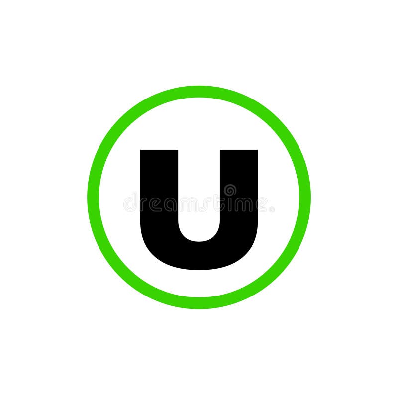 U in Green Circle Icon. U Company Name Icon Stock Illustration ...