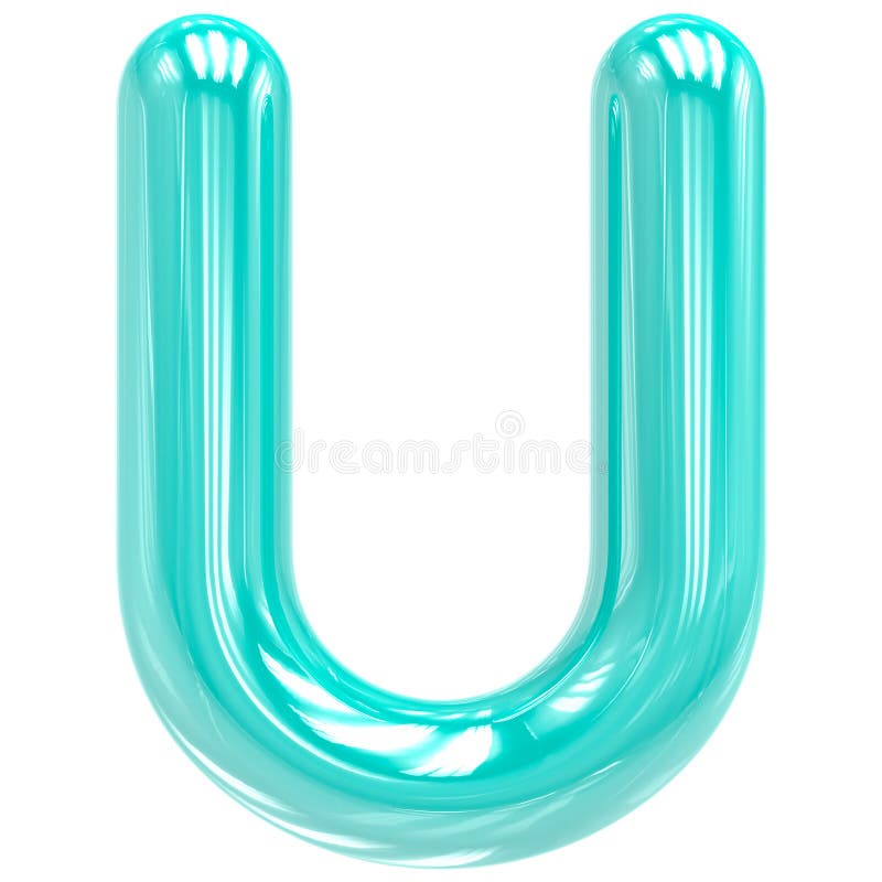 U Green Font Cyan 3D with White Background Stock Illustration ...