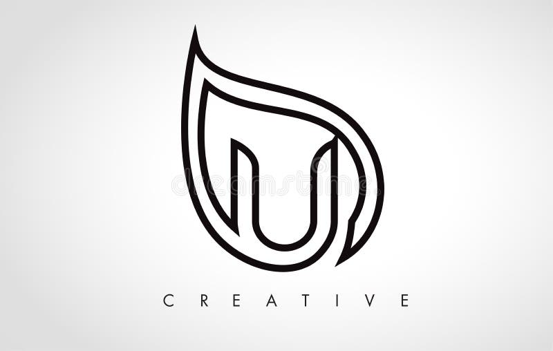 U Leaf Logo Letter Design with Leaf Outline Stock Vector - Illustration ...