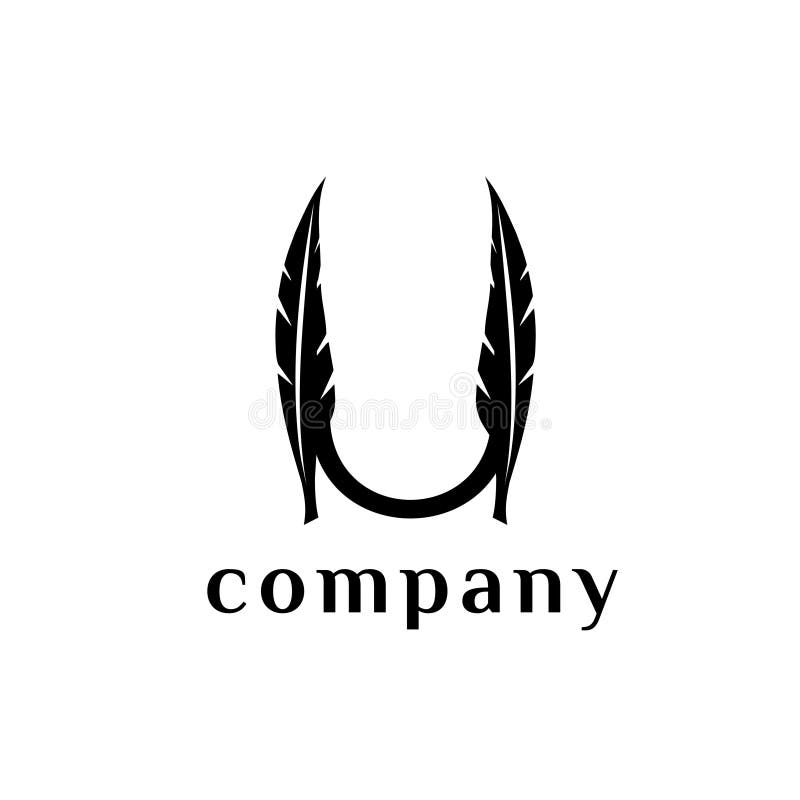 U Letter Feather Vector Logo Design Template Stock Vector ...