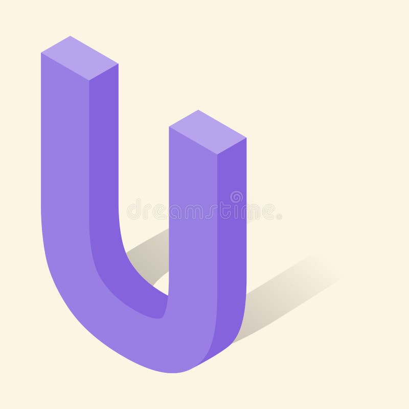 U Letter in Isometric 3d Style with Shadow Stock Illustration ...