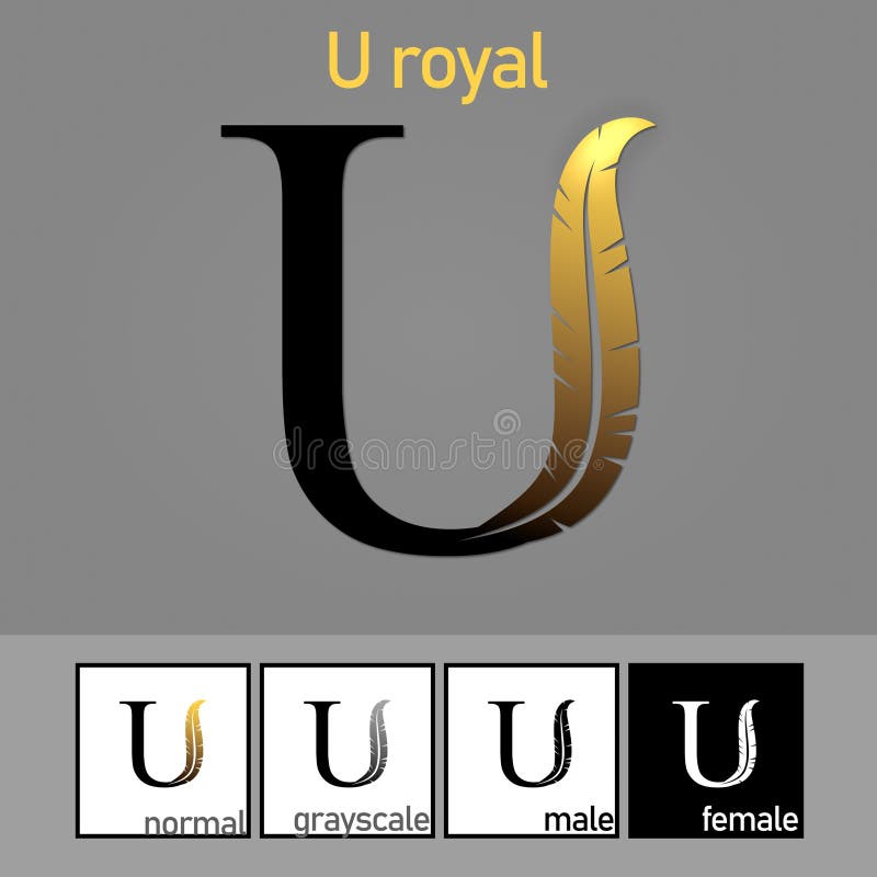 U Letter Logo Golden. Leaf Style - Vector Stock Vector - Illustration ...