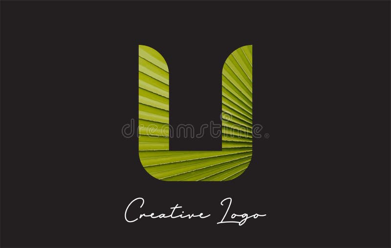 U Letter Logo with Palm Tree Leaf Pattern Design Stock Vector ...