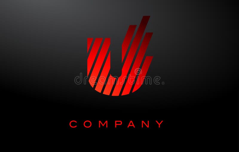 U Letter Logo with Red Lines Design Vector. Red Letter Icon ...