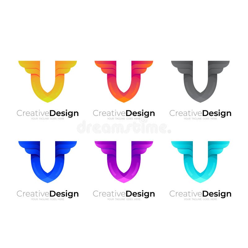 U Logo, Group Letter U Logo and Colorful Stock Vector - Illustration of ...