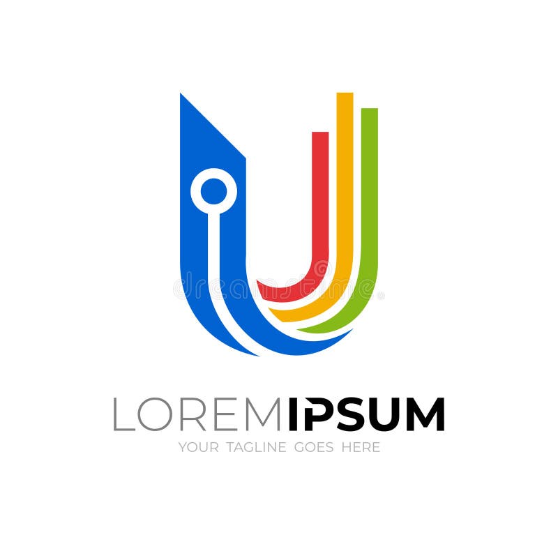 U Logo and Technology Design Vector, Colorful Icons Stock Vector ...