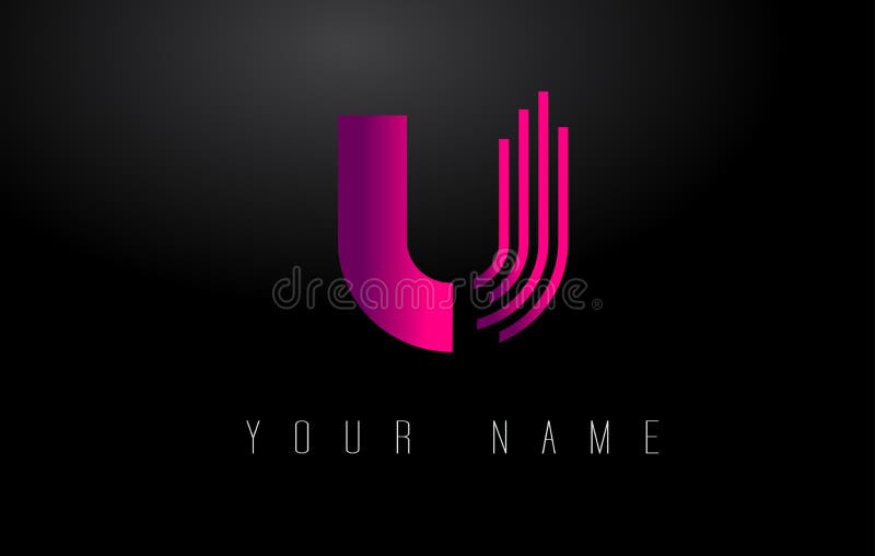 U Magenta Lines Letter Logo. Creative Line Letters Vector Template ...