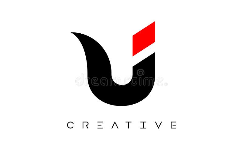 U Modern Letter Logo Design with Creative Look in Black and Red Colors ...