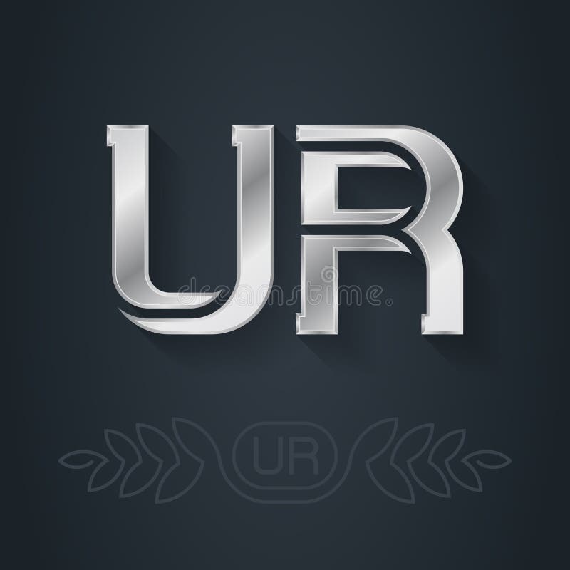 U and R Initial Silver Logo. UR - Metallic 3d Icon or Logotype Template ...