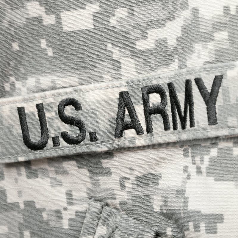 U.S. ARMY Chest Patch on Solders Uniform - Close Up Studio Shot Stock ...