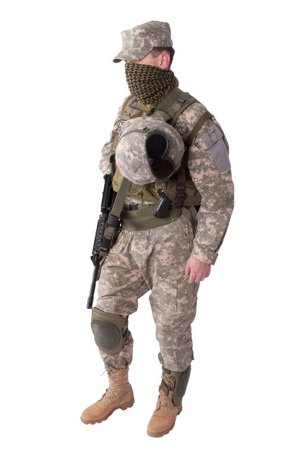 Army Infantryman Aiming Service Rifle Studio Shoot Stock Photo - Image ...