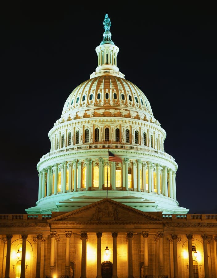 U.S. Capitol Building at Night Stock Image - Image of dome, columbia ...